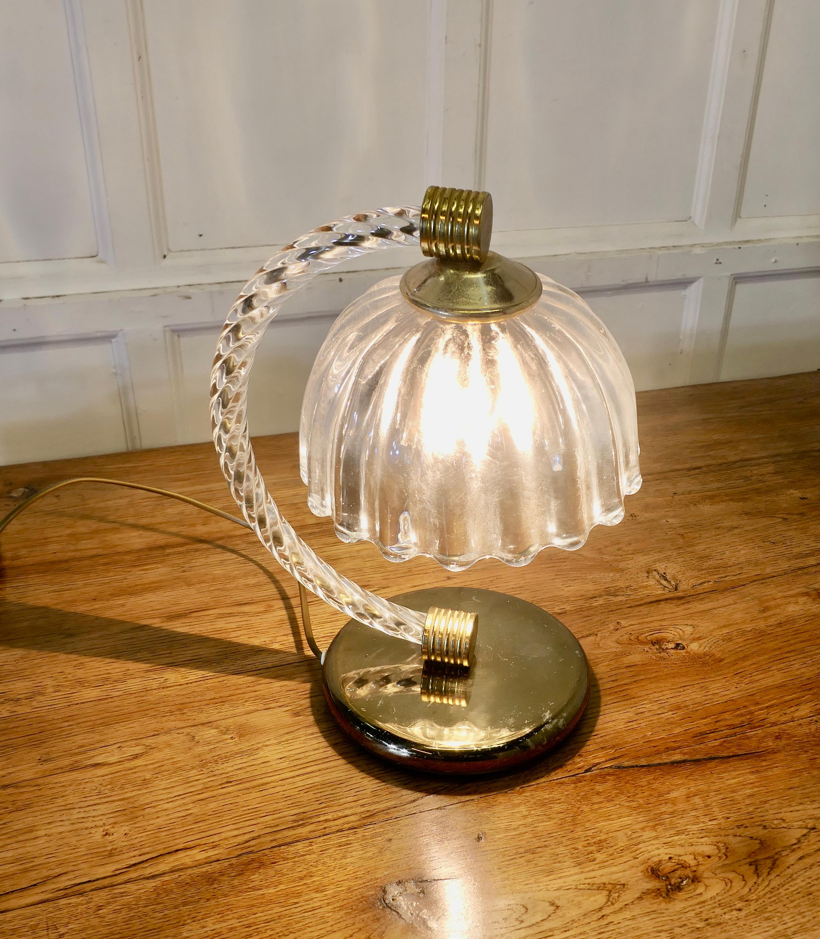 Heavy Stylish Art Deco Brass and Glass Table Lamp For Sale at 1stDibs