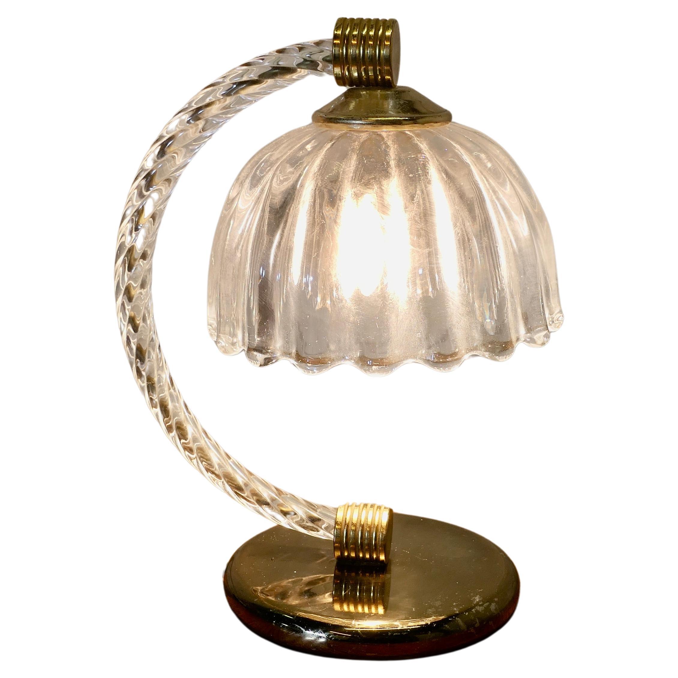 Heavy Stylish Art Deco Brass and Glass Table Lamp For Sale at 1stDibs