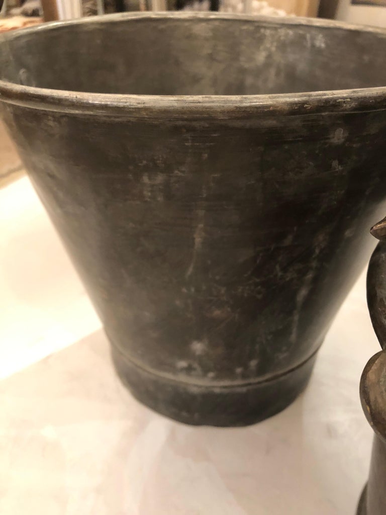 Heavy Tarnished Brass Pair of Old Buckets or Pails at 1stDibs