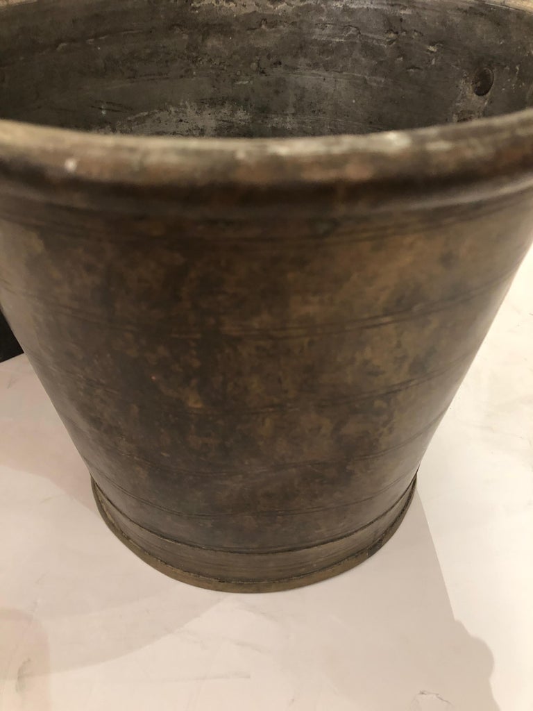 Heavy Tarnished Brass Pair of Old Buckets or Pails at 1stDibs