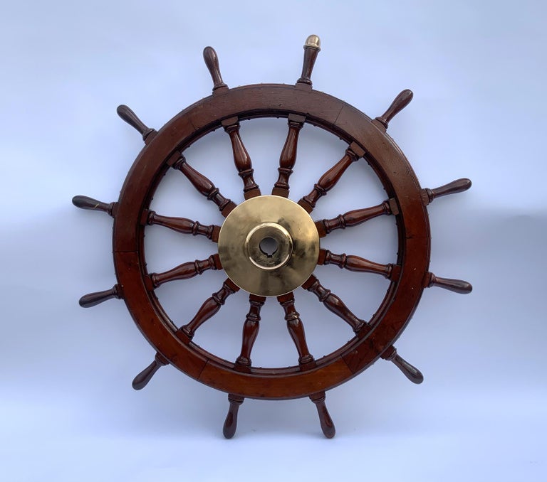 Heavy Twelve Spoke Ships Wheel For Sale at 1stDibs