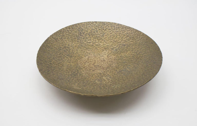 Heavy Unique Bronze Hand Beaten Tripod Bowl, 1950s at 1stDibs