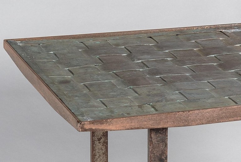 Heavy Verdigris Copper Lattice Top Wrought Iron French Side Table ...