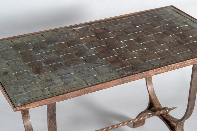 Heavy Verdigris Copper Lattice Top Wrought Iron French Side Table ...