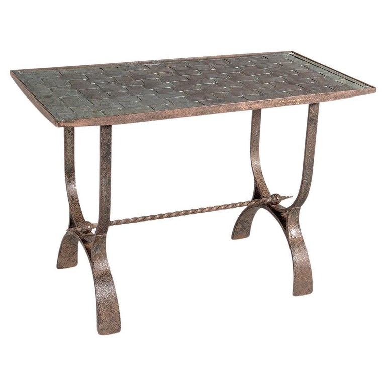 Heavy Verdigris Copper Lattice Top Wrought Iron French Side Table ...
