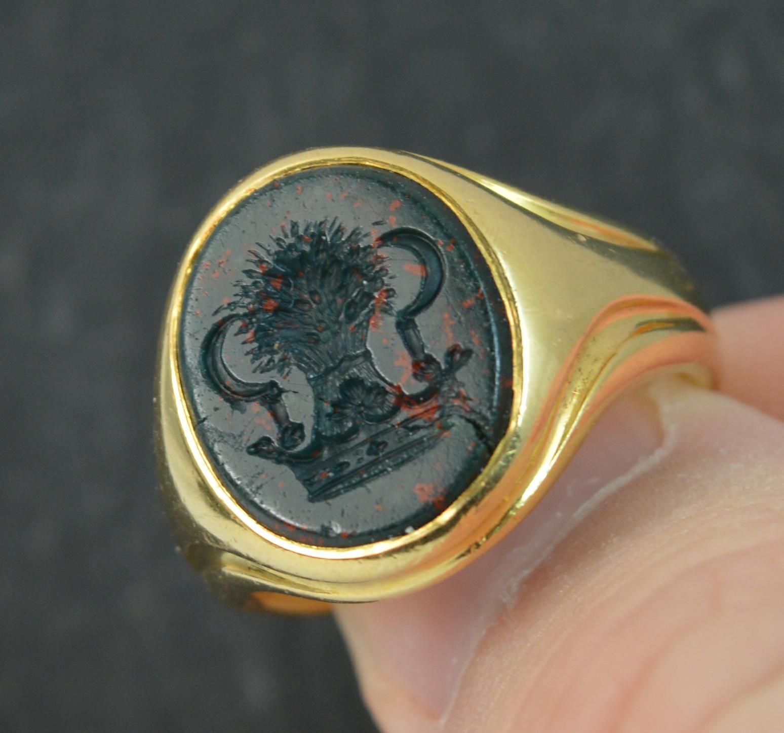 Heavy Victorian 18 Carat Gold Bloodstone Wheatsheaf Intaglio Seal ...