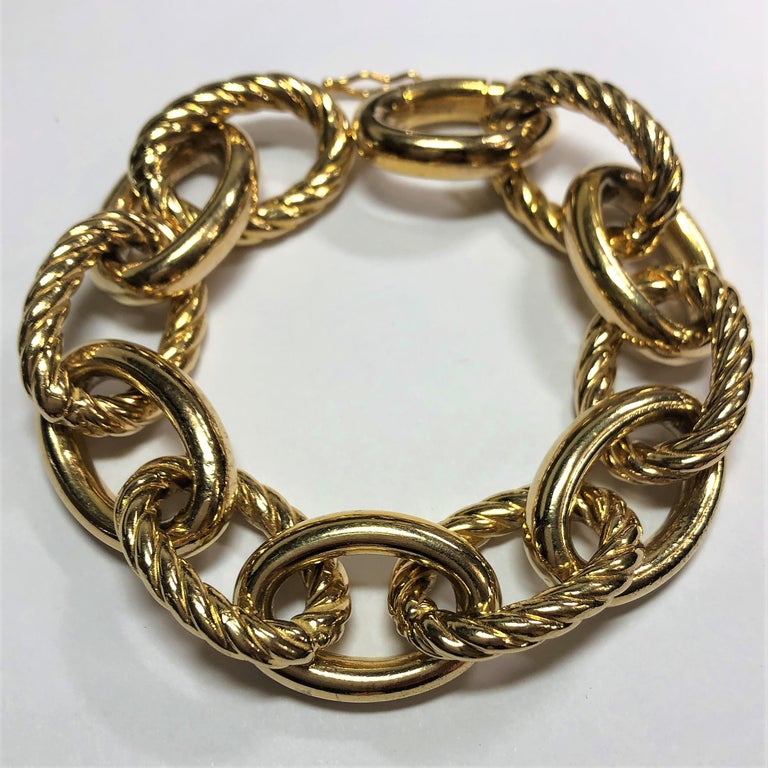 Heavy Weight Gold, Large Cable Link Bracelet For Sale at 1stDibs ...