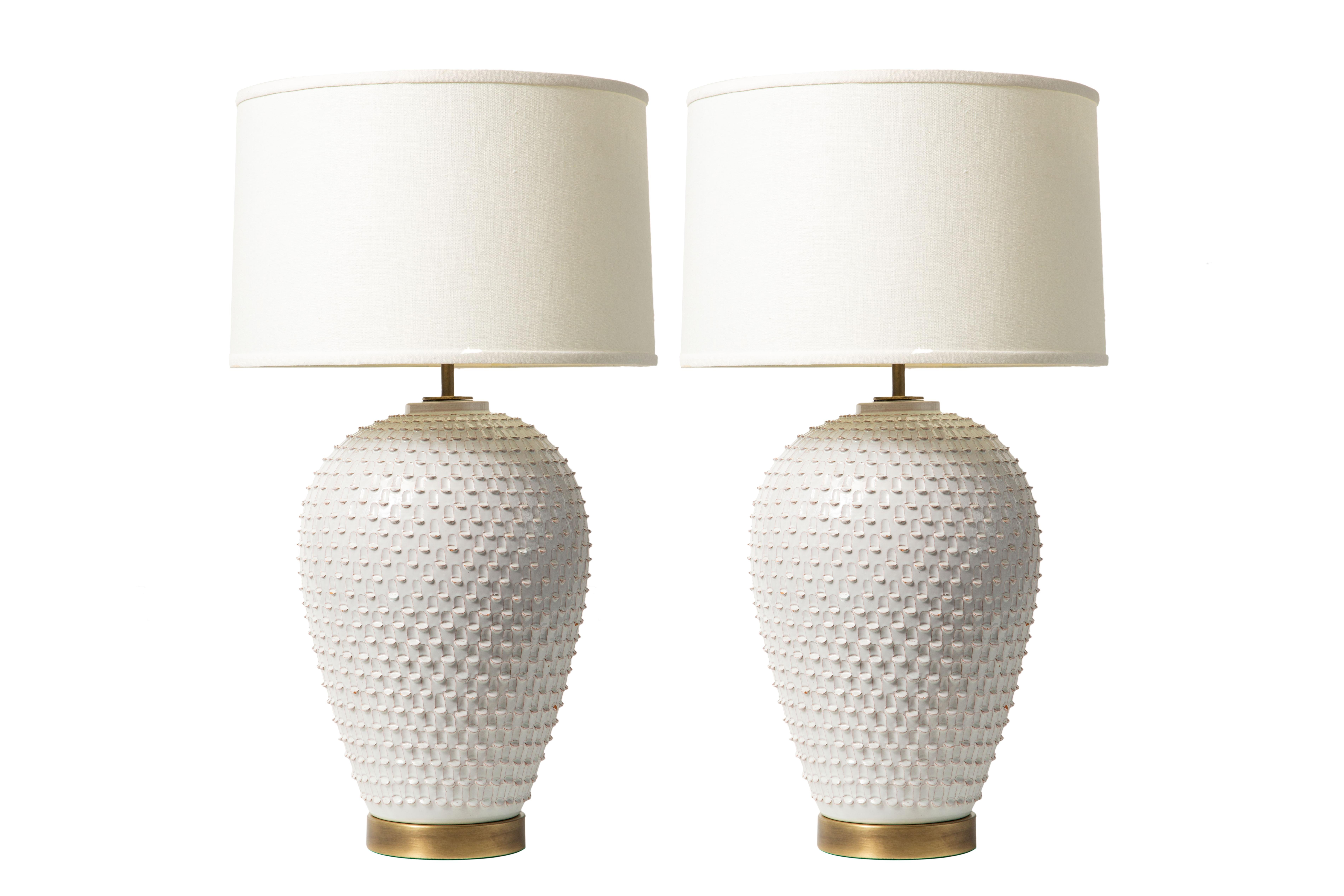 Large Textured Ceramic Table Lamp, circa 1975 For Sale at 1stDibs