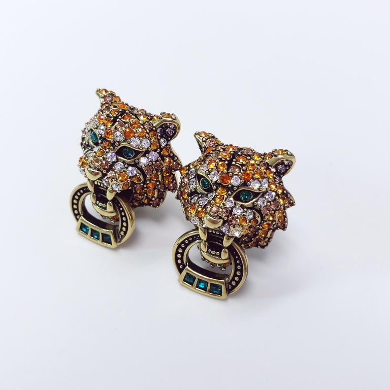 Heidi Daus "Animal Magic" Tiger Clip on Earrings at 1stDibs