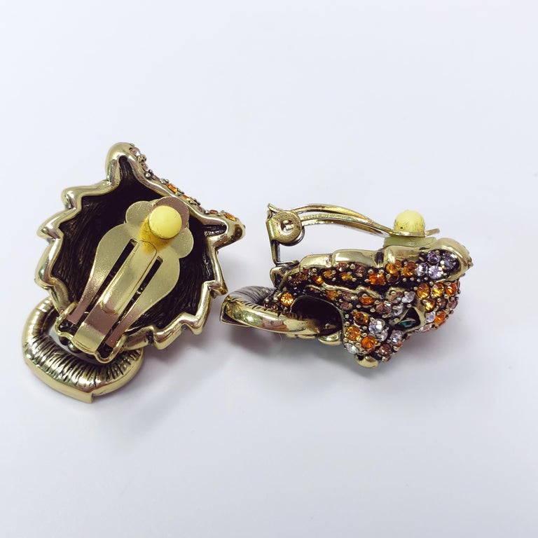 Heidi Daus "Animal Magic" Tiger Clip on Earrings at 1stDibs