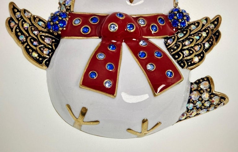 Heidi Daus Baby Snow Bird Crystal Accented Brooch Pin For Sale at 1stDibs