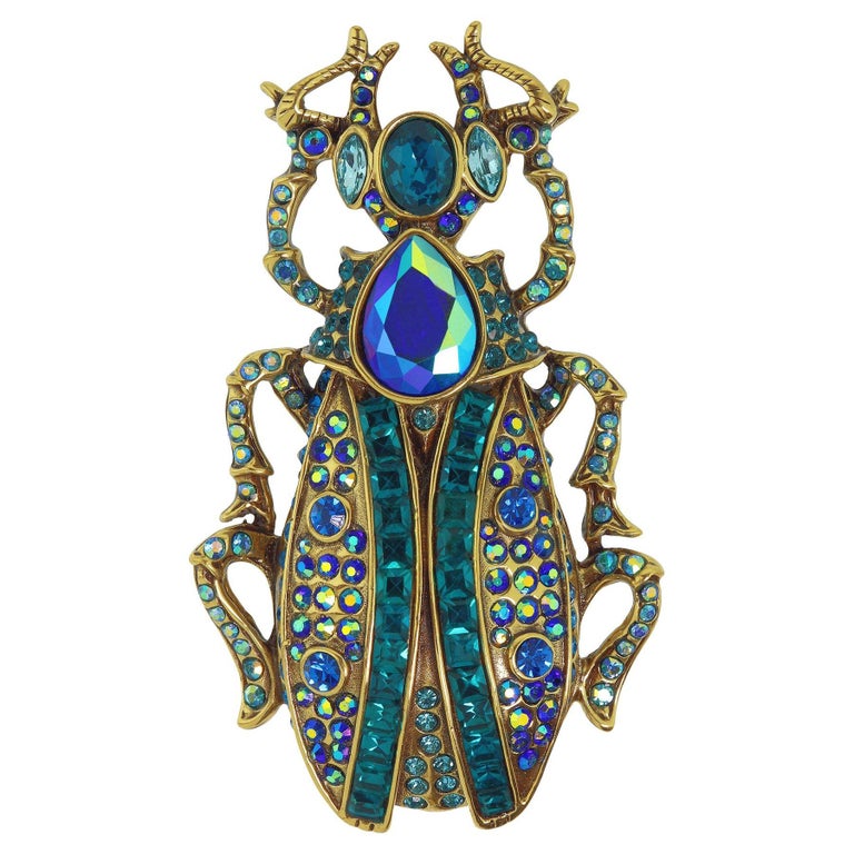 Heidi Daus Beetle Mania Crystal Accented Beetle Pin Brooch For Sale at ...