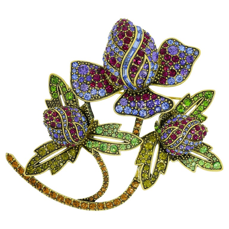 Heidi Daus Bloom in Love Flower Crystal Accented Pin Brooch For Sale at ...