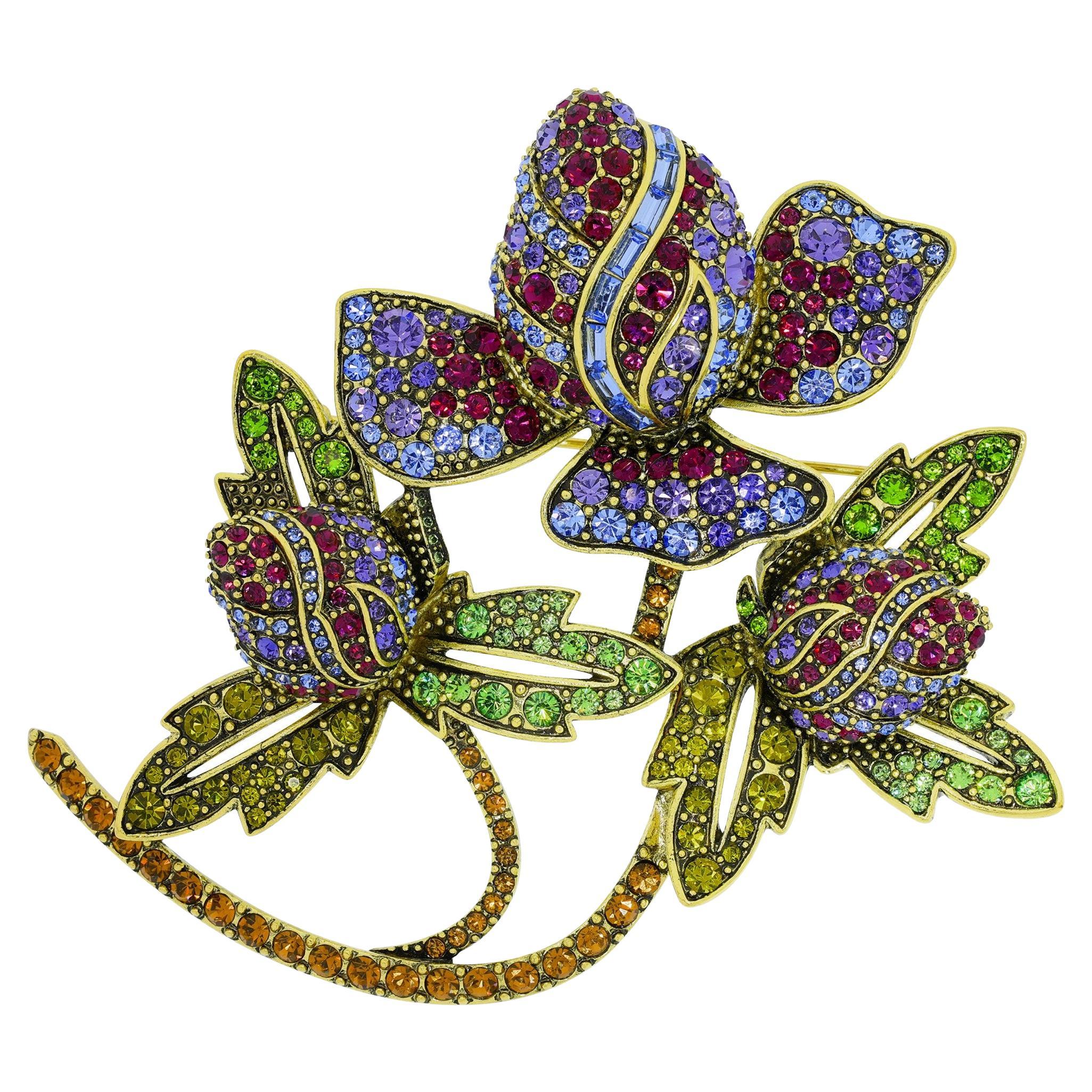 Heidi Daus Bloom in Love Flower Crystal Accented Pin Brooch For Sale at ...