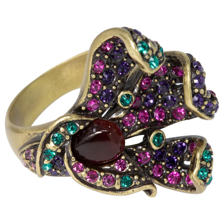 Heidi Daus Blooming Purple Crystal Flower Asymmetrical Cocktail Ring in ...