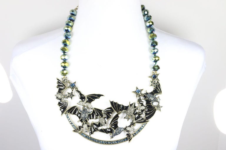 Heidi Daus Brand New Going Batty Crystal Accented Beaded Bat Necklace ...