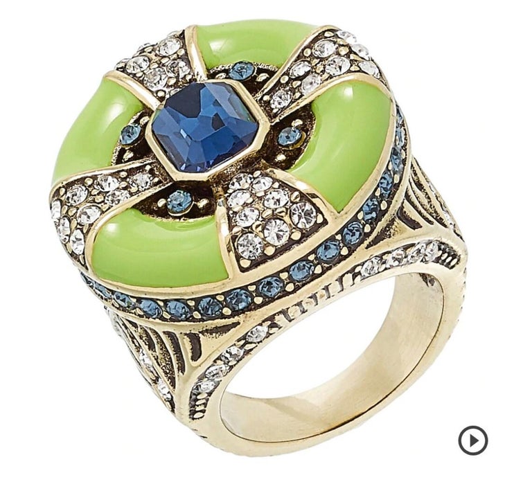 Heidi Daus Crystal Accented and Enamel Ring Green Version For Sale at ...