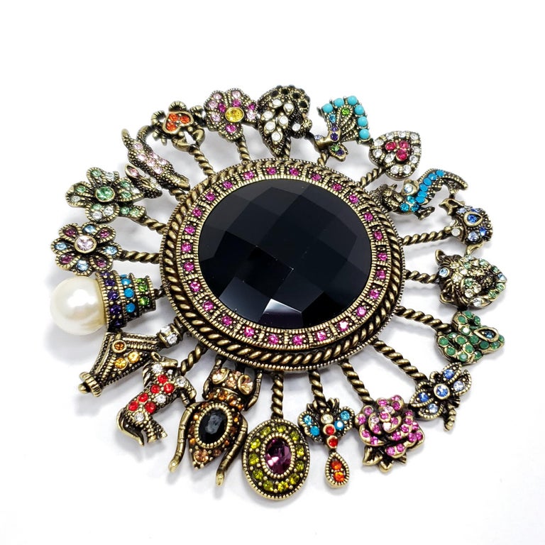 Heidi Daus Crystal Charm Collection Pin Brooch, Antique Brass Tone at ...