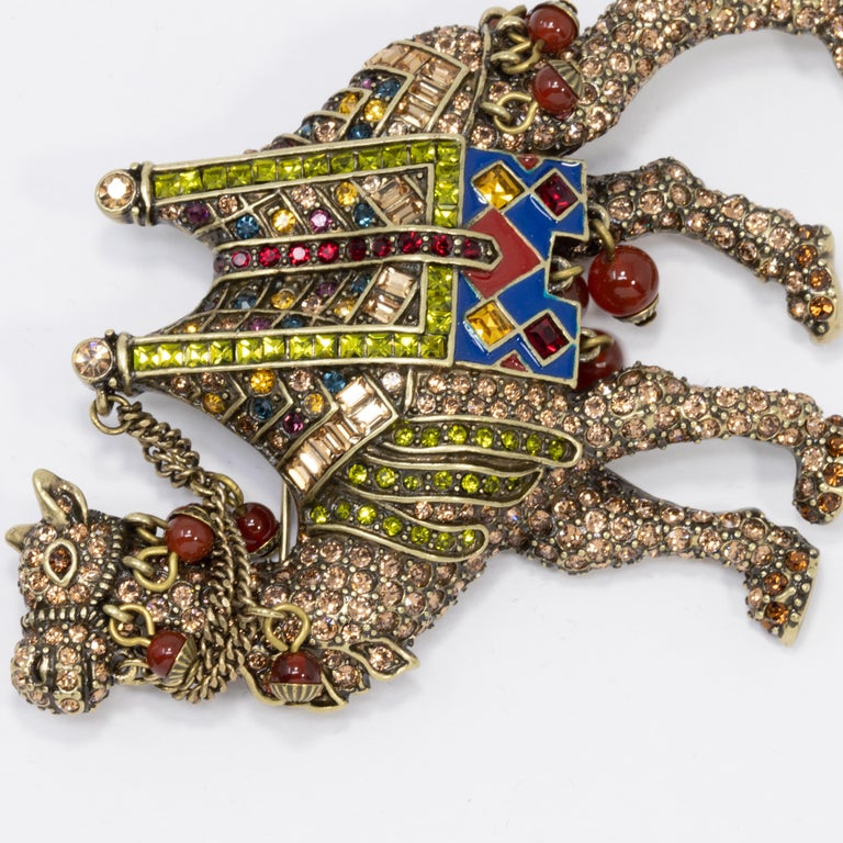 Heidi Daus Elegant Expedition Jeweled Camel Pin Brooch, Antique Brass ...