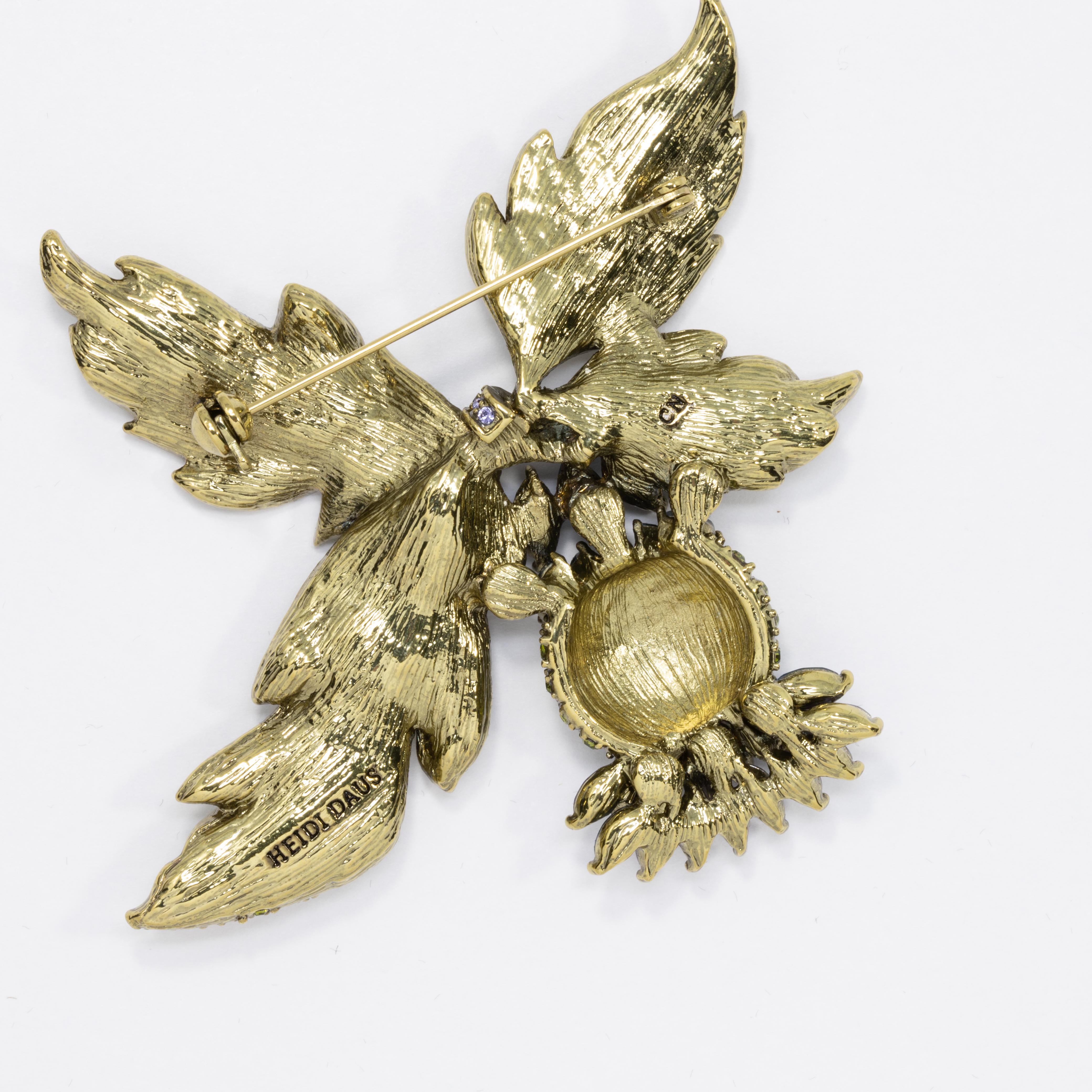 Heidi Daus Embellished Leaf and Fruit Pave Crystal Brooch at 1stDibs