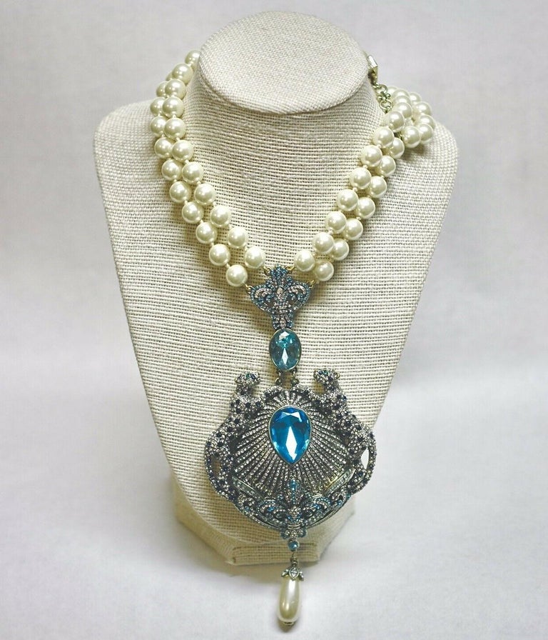Heidi Daus "Fierce and Fabulous Felines" Cheetahs Faux Aquamarine Pearl ...