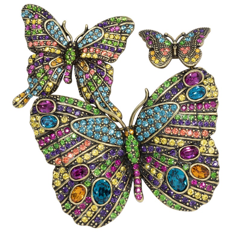 Heidi Daus Fluttering Fantasy Three Pin Colorful Crystal Butterfly Set ...