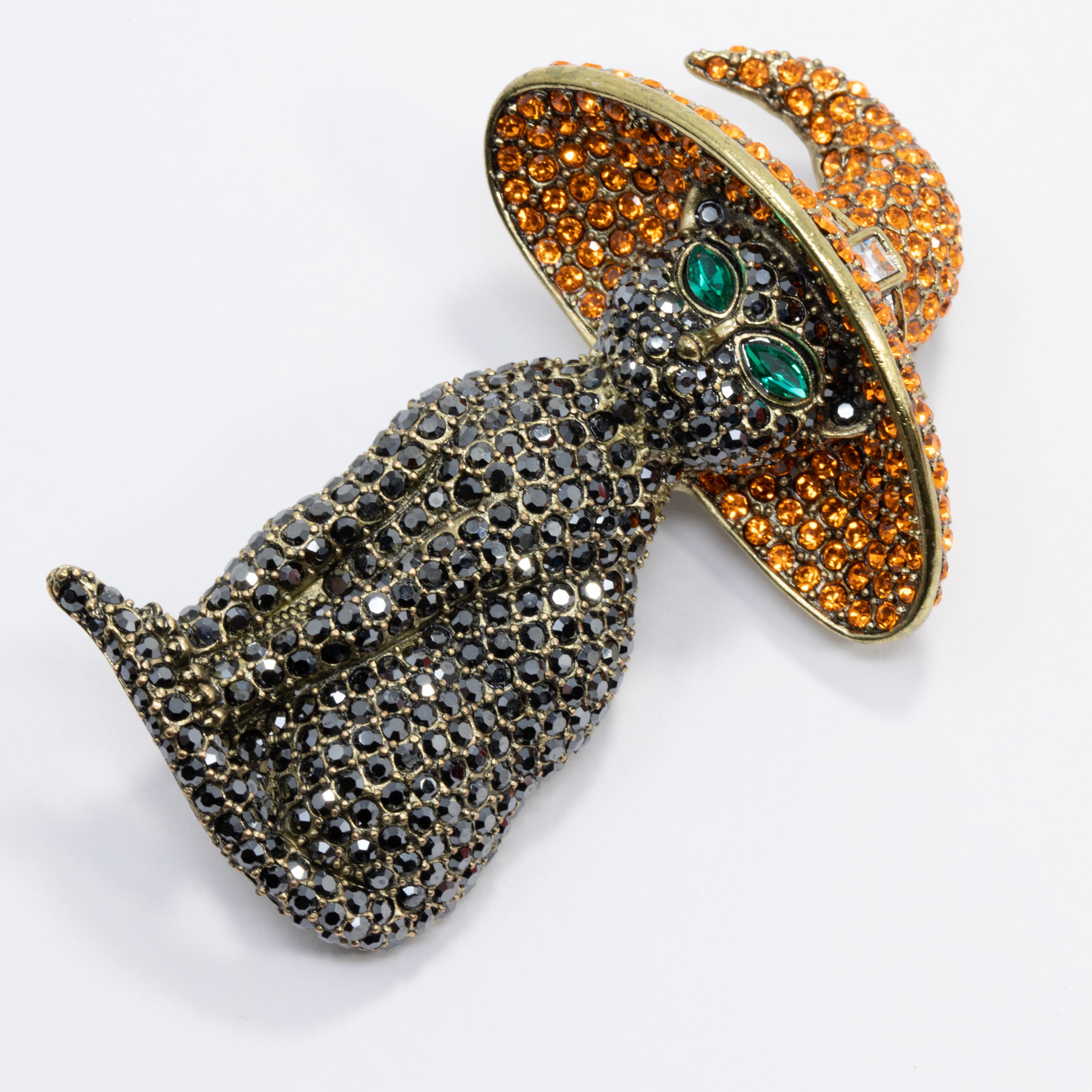 Heidi Daus Halloween Hocus Pocus Crystal Accented Witch Hat Cat Pin ...