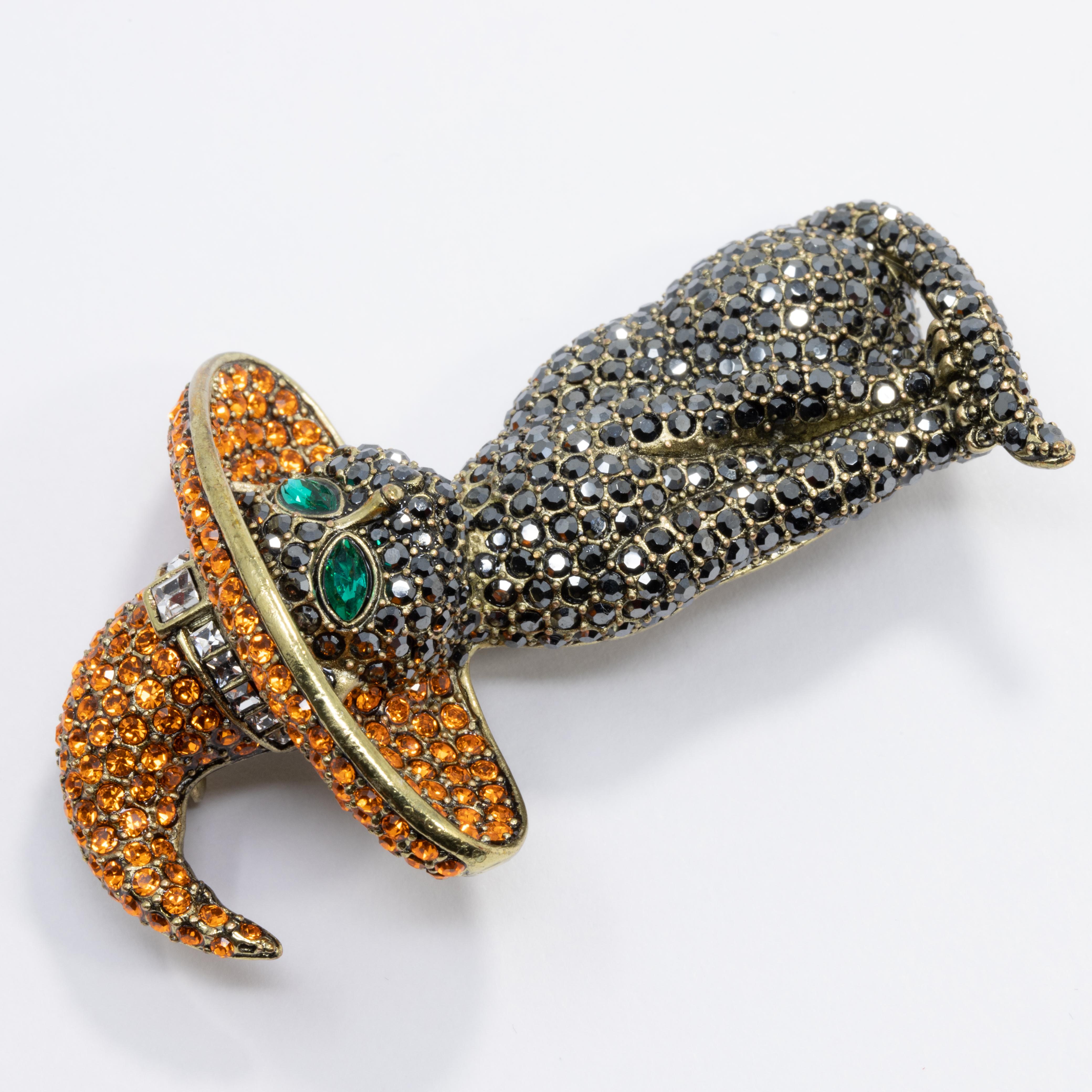 Heidi Daus Halloween Hocus Pocus Crystal Accented Witch Hat Cat Pin ...