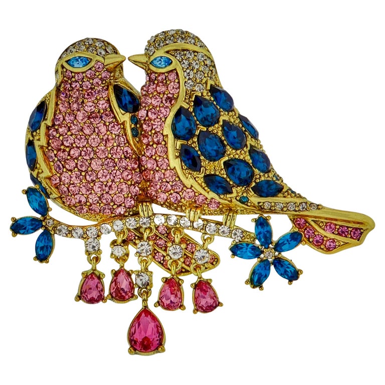 Heidi Daus Love Song Crystal Accented Bird Pin Brooch For Sale at 1stDibs