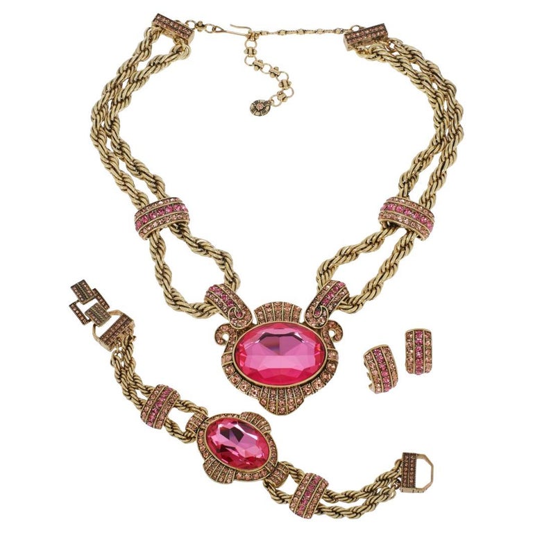 Heidi Daus New Chain of Events Necklace, Bracelet and Earrings 3pc Set ...