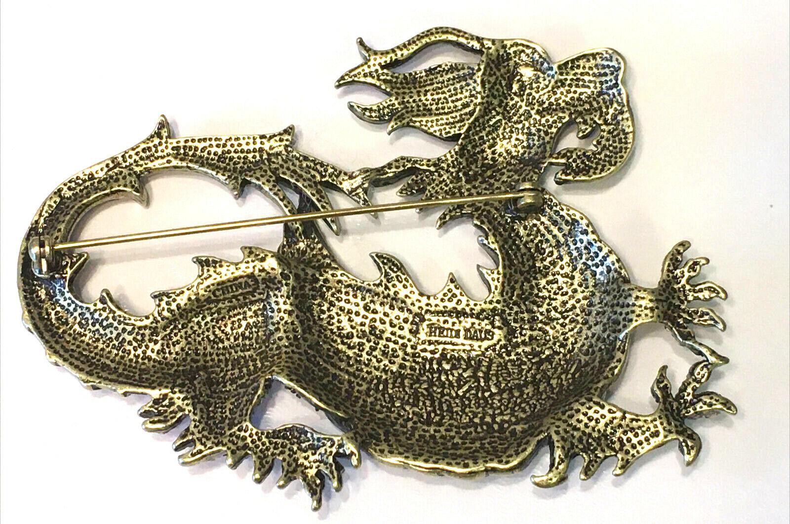 Heidi Daus New Shimmering Dragon Crystal Accented Pin Brooch Big Bold ...
