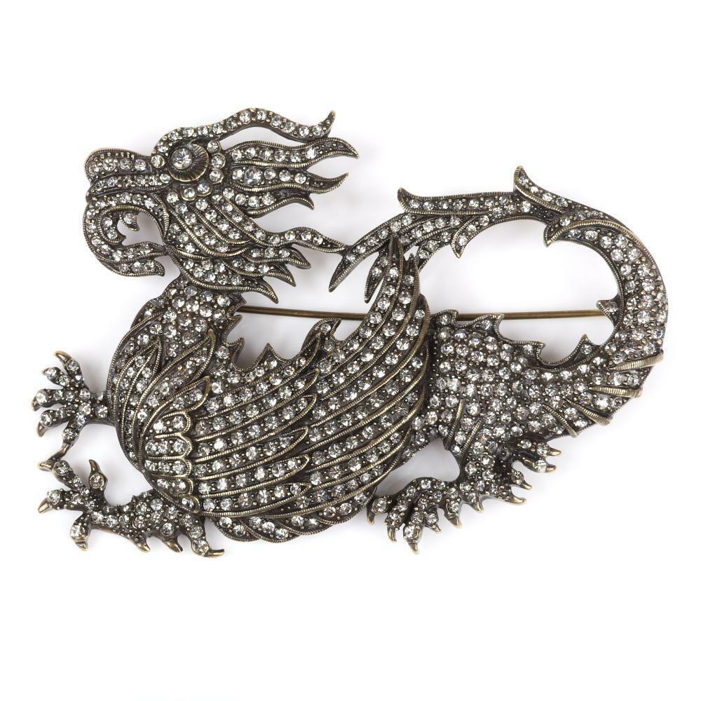 Heidi Daus New Shimmering Dragon Crystal Accented Pin Brooch Big Bold ...
