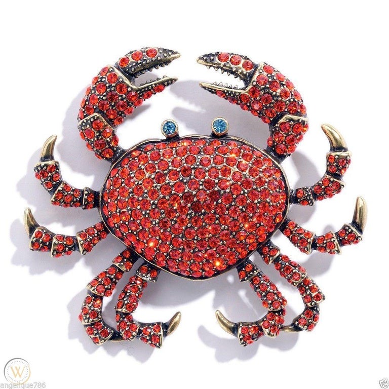 Heidi Daus Queen Crab Pin Brooch and Earring 'Pierced' Red Version Set ...