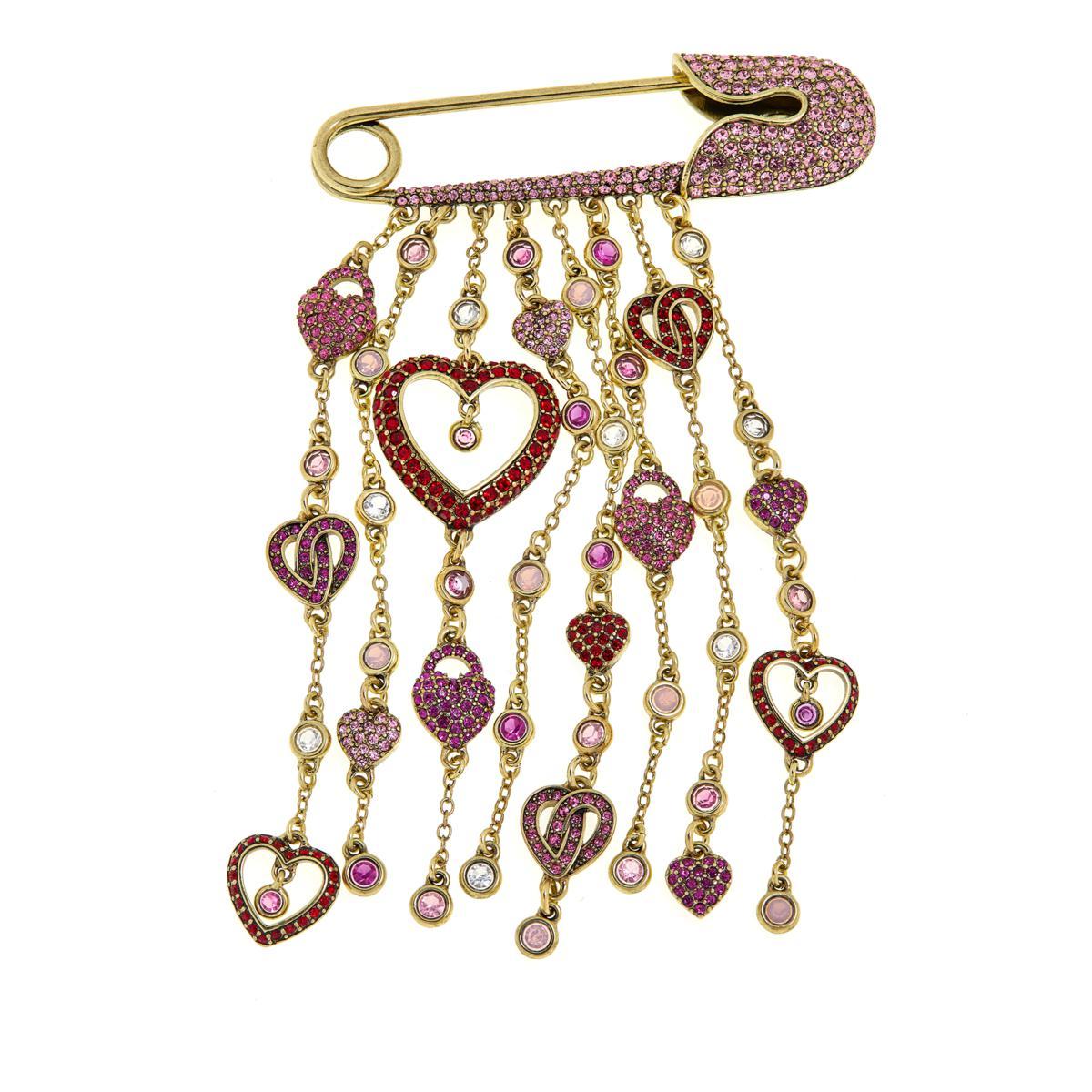Heidi Daus Safe Keeping Crystal Accented Pin Brooch For Sale at 1stDibs