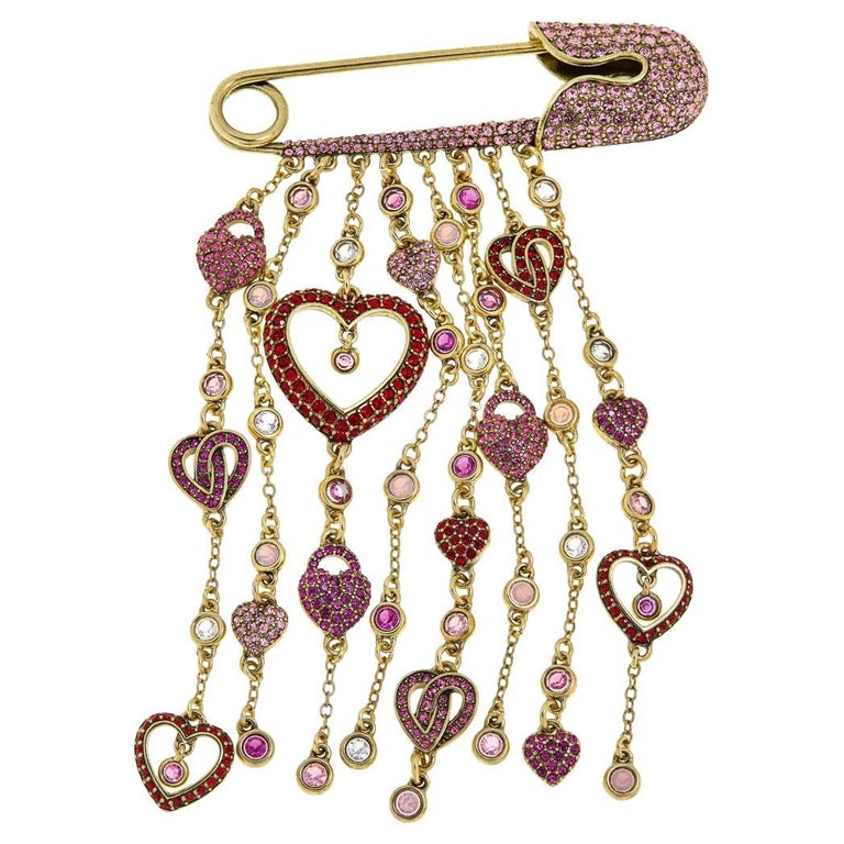 Heidi Daus Safe Keeping Crystal Accented Pin Brooch For Sale at 1stDibs