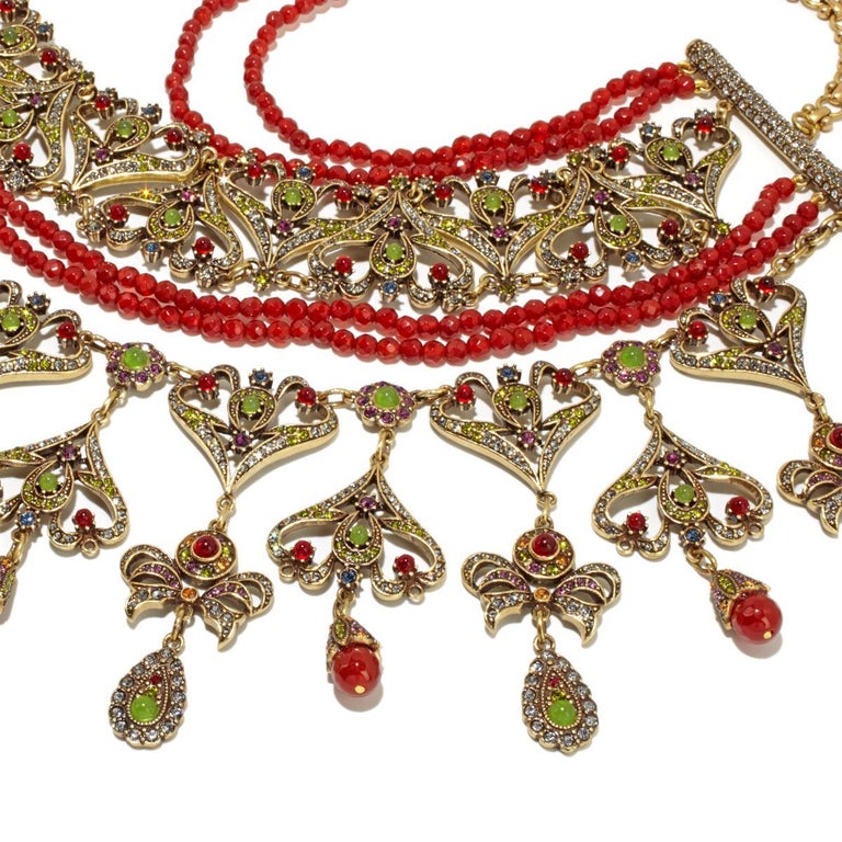 Heidi Daus Seductive Fantasy Carnelian Beaded Choker Dangle Necklace ...