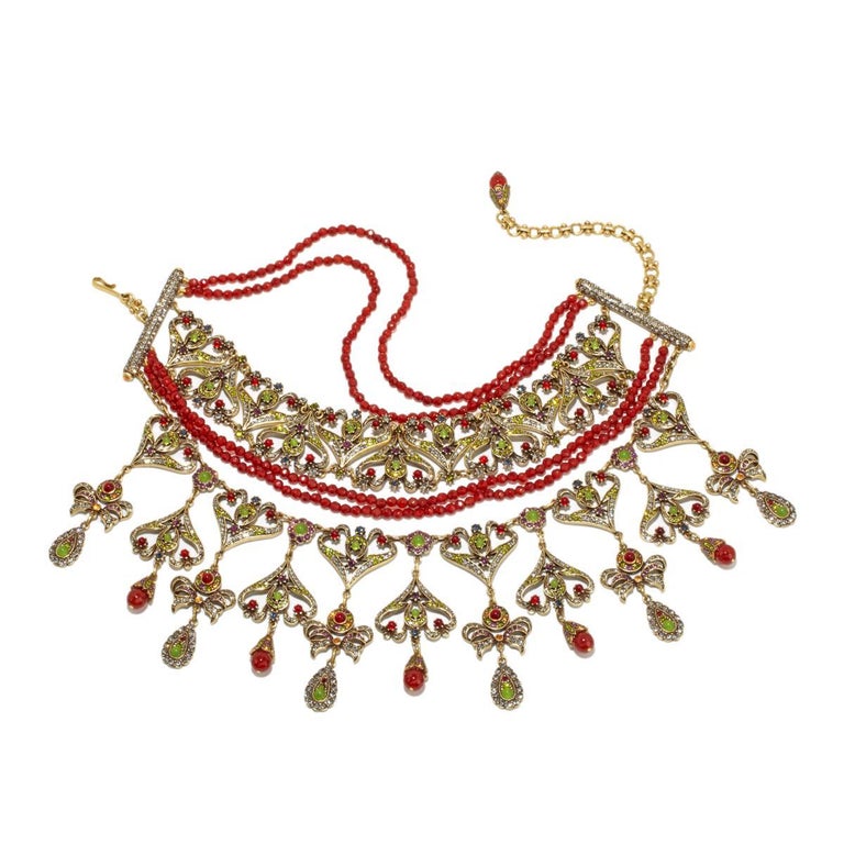 Heidi Daus Seductive Fantasy Carnelian Beaded Choker Dangle Necklace ...