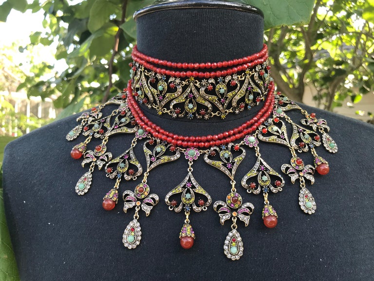 Heidi Daus Seductive Fantasy Carnelian Beaded Choker Dangle Necklace ...