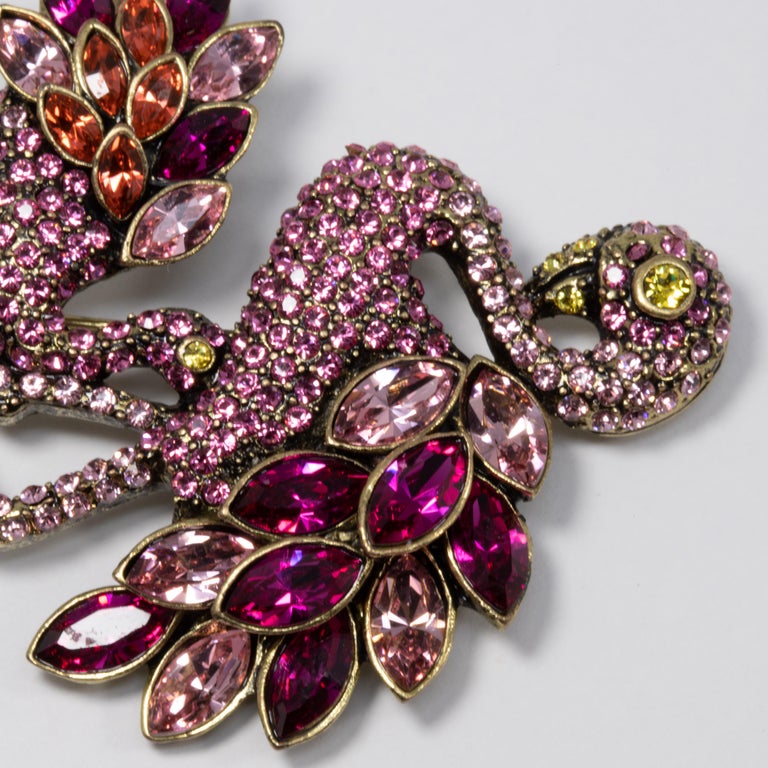 Heidi Daus "Shore Thing" Pave Crystal Flamingo Pin Brooch at 1stDibs