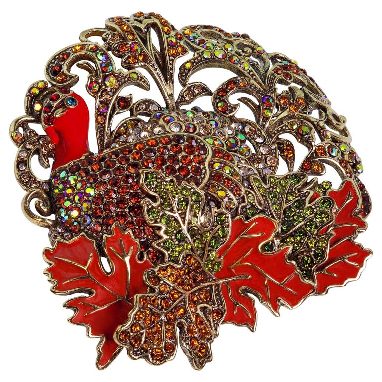 Heidi Daus Teresa Turkey Crystal Accented and Enamel Turkey Pin Brooch ...