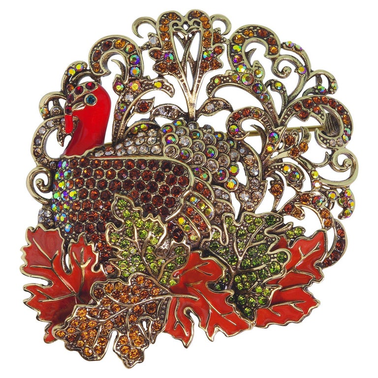 Heidi Daus Teresa Turkey Crystal Accented and Enamel Turkey Pin Brooch ...