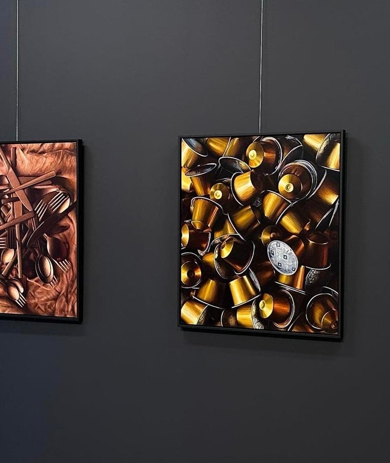 Heidi von Faber - Golden Coffee Cups- 21st Contemporary Hyper Realistic ...