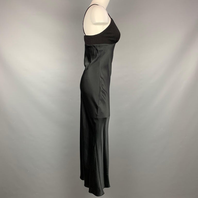HEIDI WEISEL Size 4 Black Satin Silk Long Dress at 1stDibs