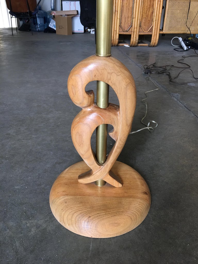 Heifetz Style Hand Carved Abstract Torchiere Floor Lamp For Sale at 1stDibs