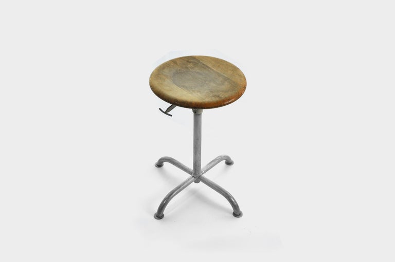 Height Adjustable, Industrial Atelier Stool by Embru For Sale at 1stDibs