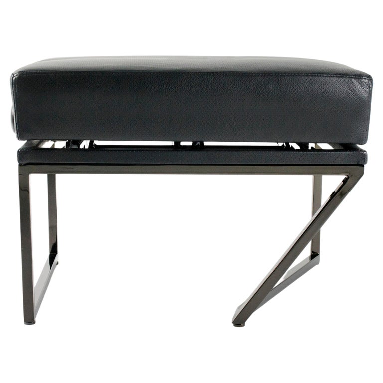 Upholstered Piano Stool Plated in Black Nickel. Height Adjustable Piano ...