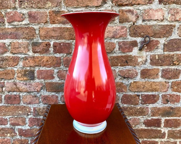 Heinrich and Co Selb Hand-Painted Bavaria Porcelain Red Vase, 1980s at ...