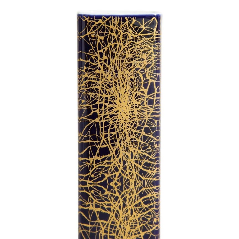 Heinrich Porcelain Vase, Gold and Cobalt Blue, Signed For Sale at 1stDibs