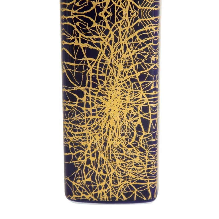 Heinrich Porcelain Vase, Gold and Cobalt Blue, Signed For Sale at 1stDibs