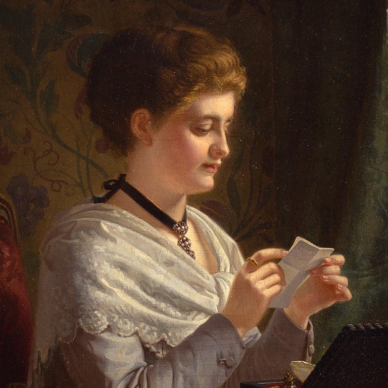 Heinrich Spiess - Heinrich Spiess, The Love Letter, Oil Painting For ...